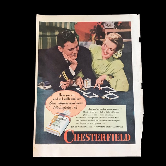 Art | 194s Vintage Chesterfield Cigerette Print Ad 4 | Poshmark